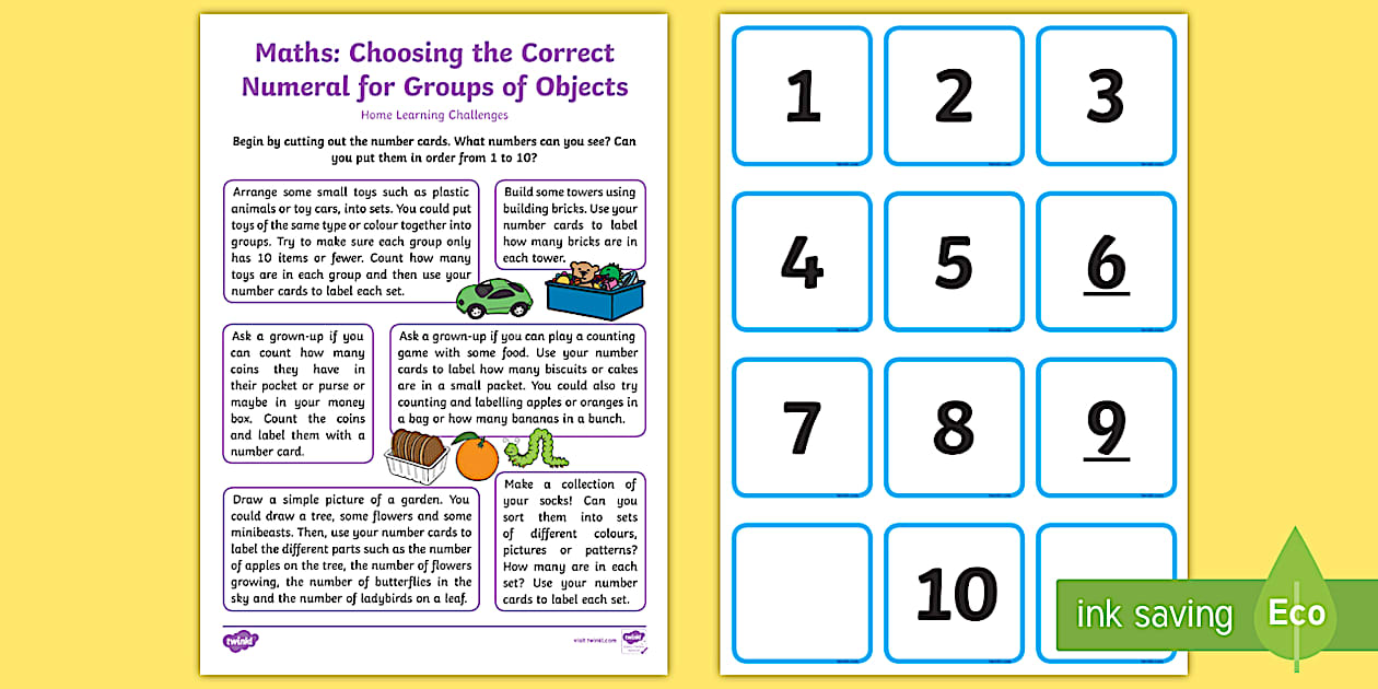 Black and White EYFS Maths: Selects the Correct Numeral...Home Learning