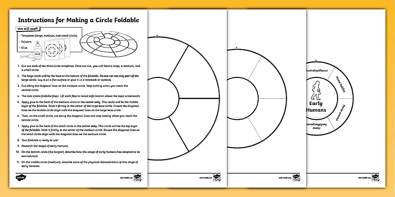 Early Humans Circle Foldable for 3rd-5th Grade - Twinkl