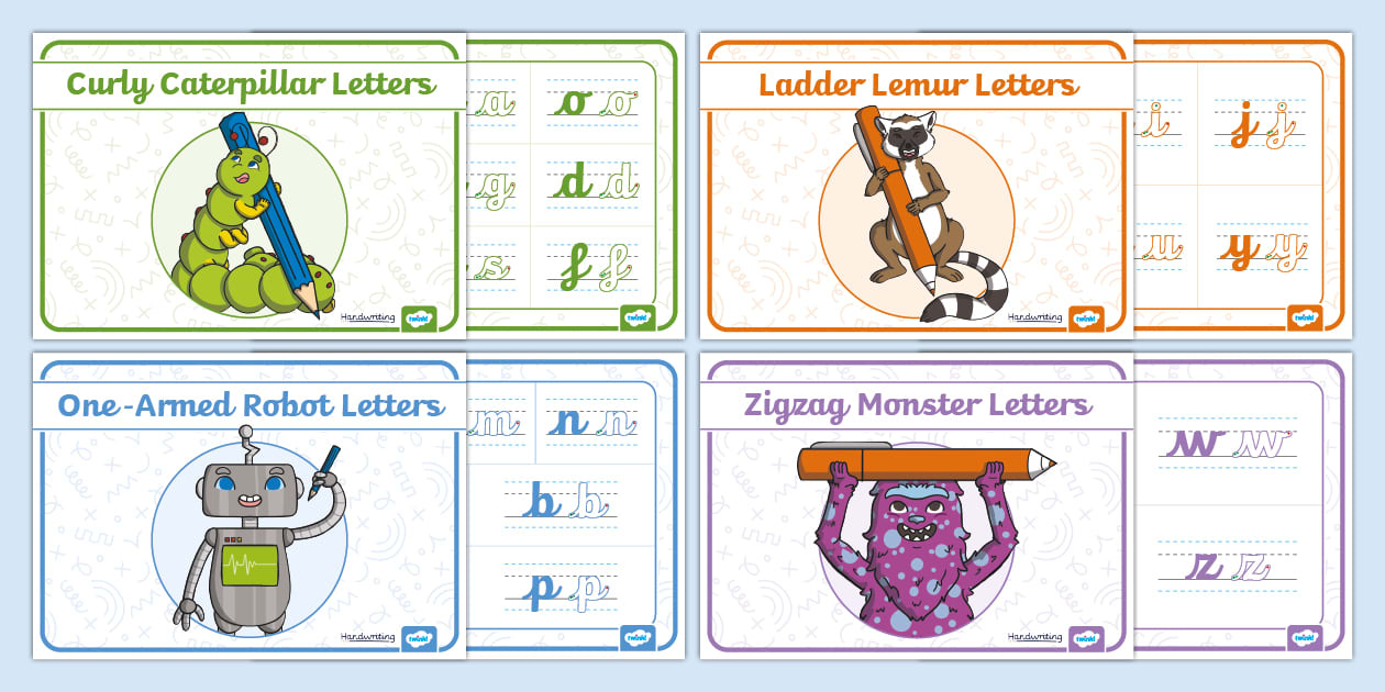 Handwriting Continuous Cursive Letter Family Display Posters