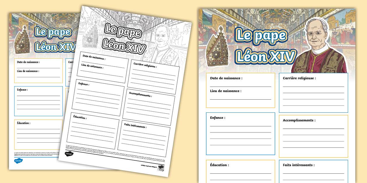Fiche d'informations : Le pape Léon XIV - Twinkl