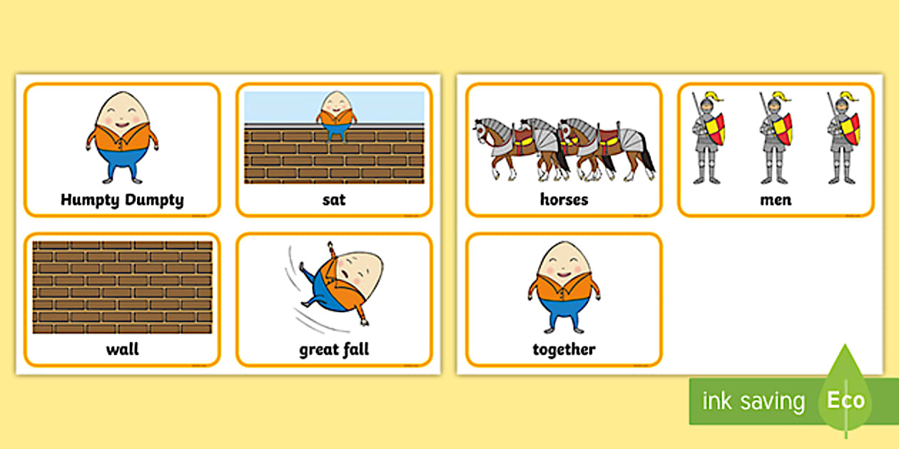Humpty Dumpty Nursery Rhyme Picture Flashcards - Twinkl