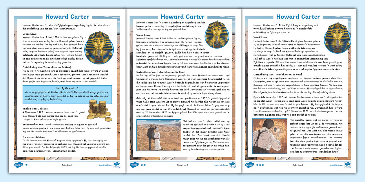 Howard Carter Leesbegrip (teacher made) - Twinkl