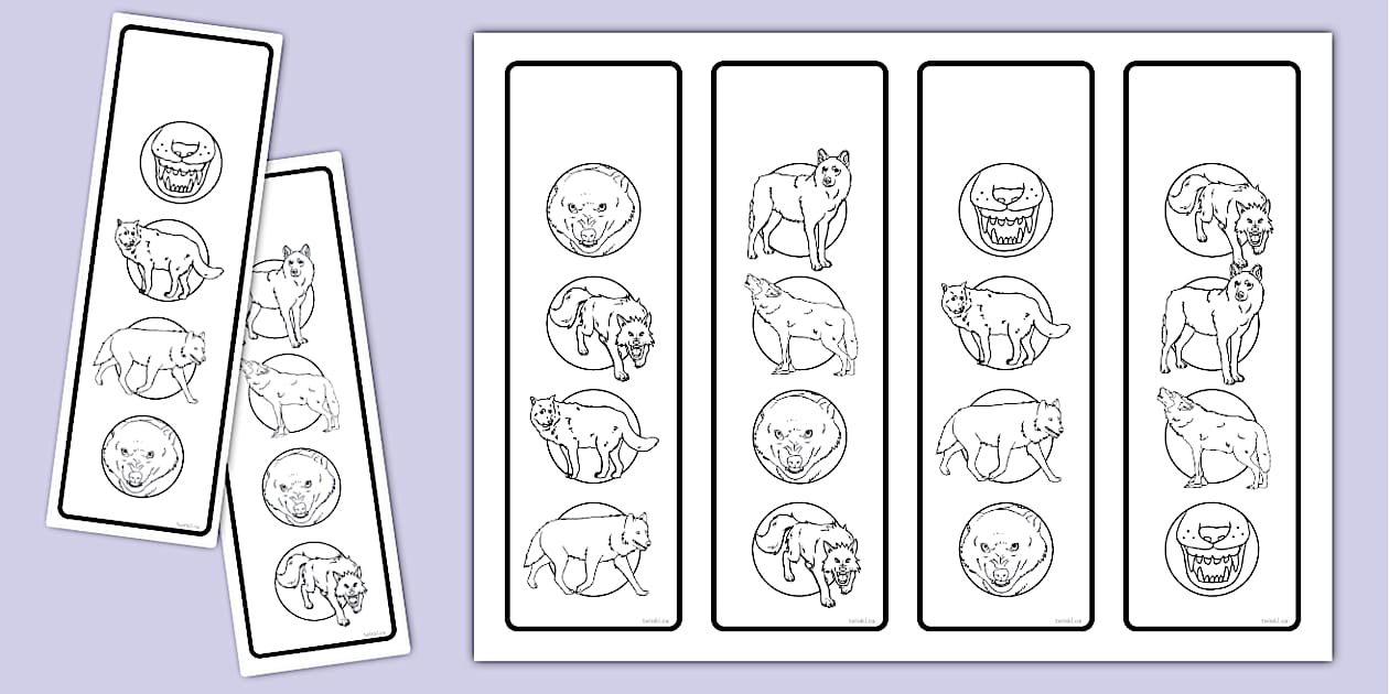 Wolves Colouring Bookmarks (Teacher-Made) - Twinkl