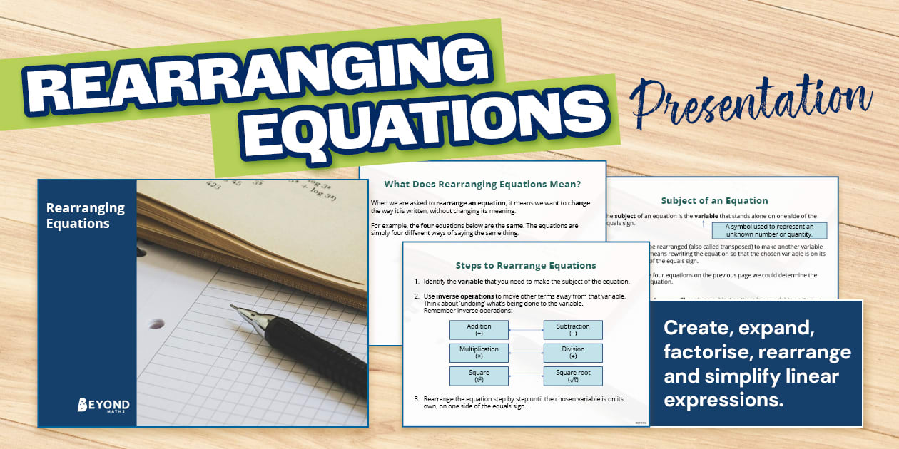 Algebra PowerPoint: Rearranging Equations Presentation