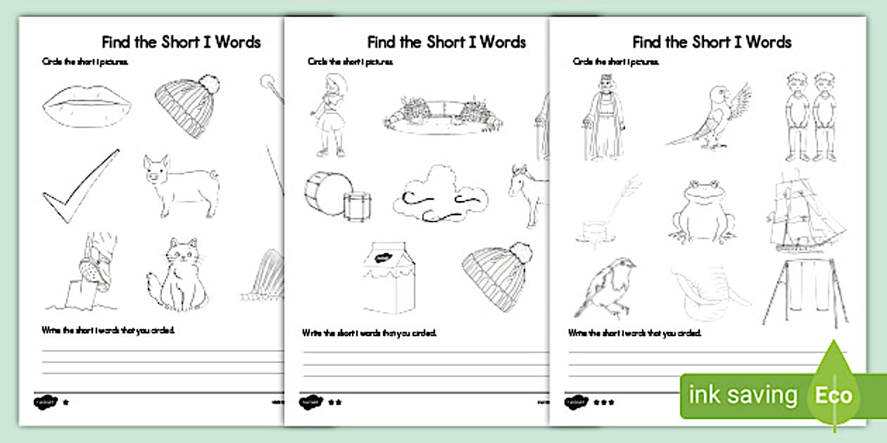 Phonics: Find the Short I Words Differentiated Worksheet