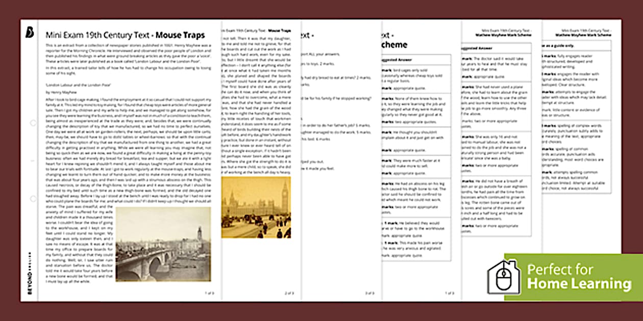 GCSE Mini Exam 19th Century Text Mouse Traps - Twinkl
