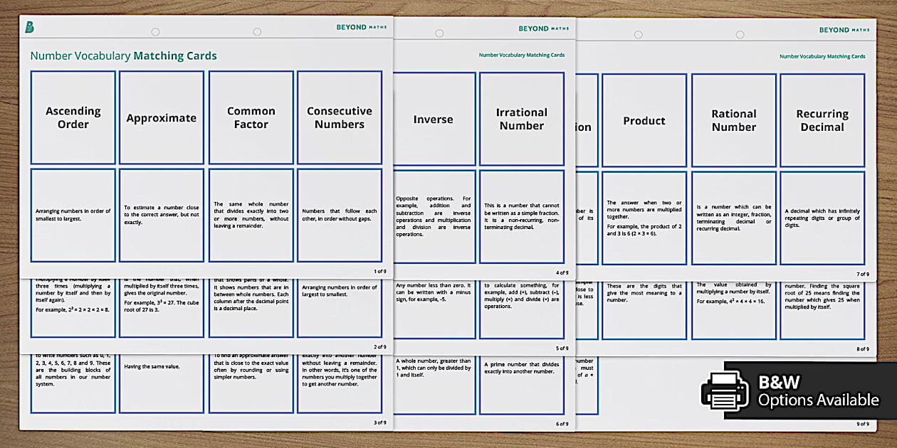Number Vocabulary Matching Cards (professor feito) - Twinkl