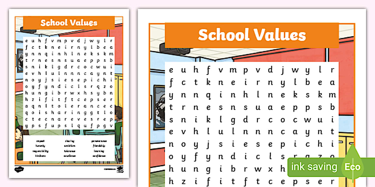 School Values Word Search (teacher made) - Twinkl