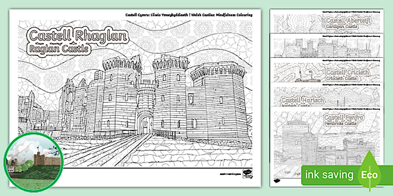 Castles of Wales: Welsh Castles Colouring | Twinkl Resoruces