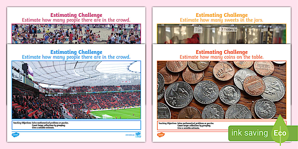 Black and White Estimating Maths Challenge A4 Display Posters