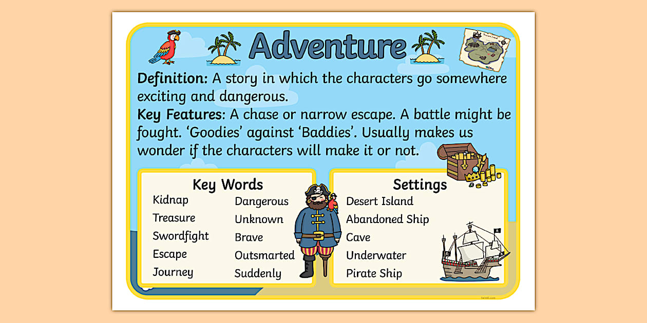 Cursive Story Genres Adventure Display Poster (teacher made)