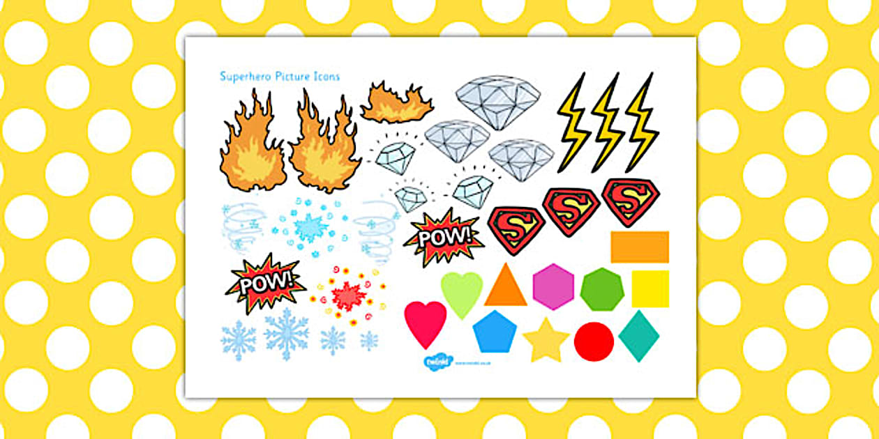 Black and White Superhero Picture Icons Resource - Twinkl