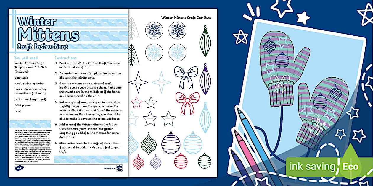 Winter Mittens Craft Instructions (teacher made) - Twinkl