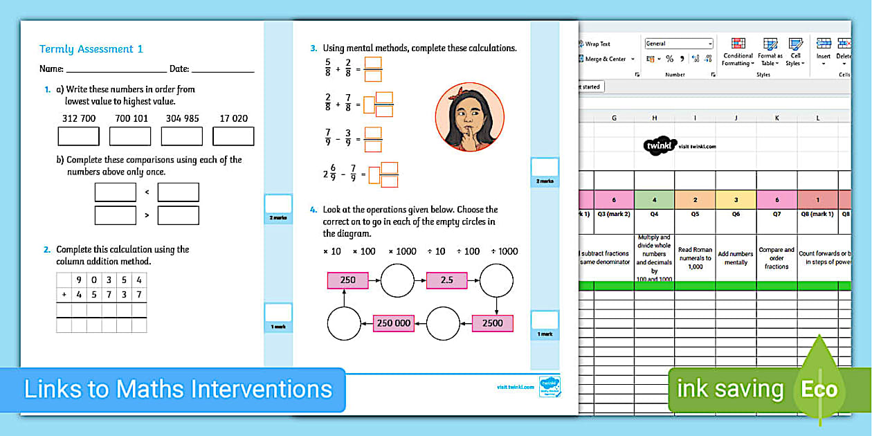 Year 5 Maths Questions Assessment Pack - Term 1 - Twinkl