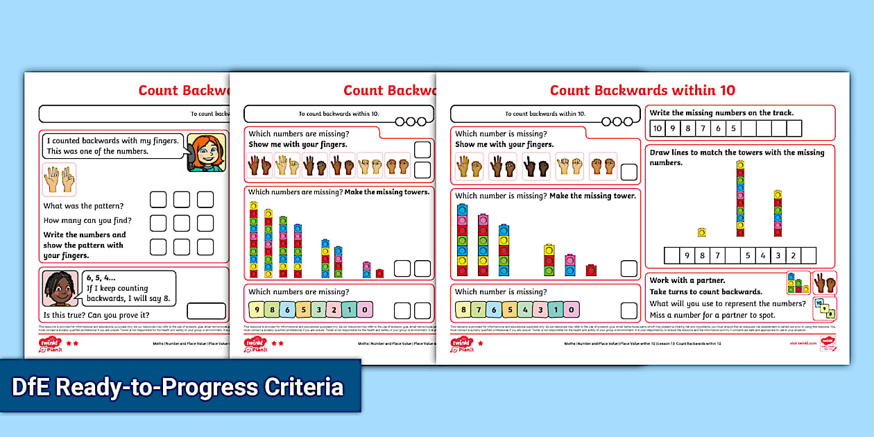👉 Number and Place Value Count Backwards within Ten Differentiated ...