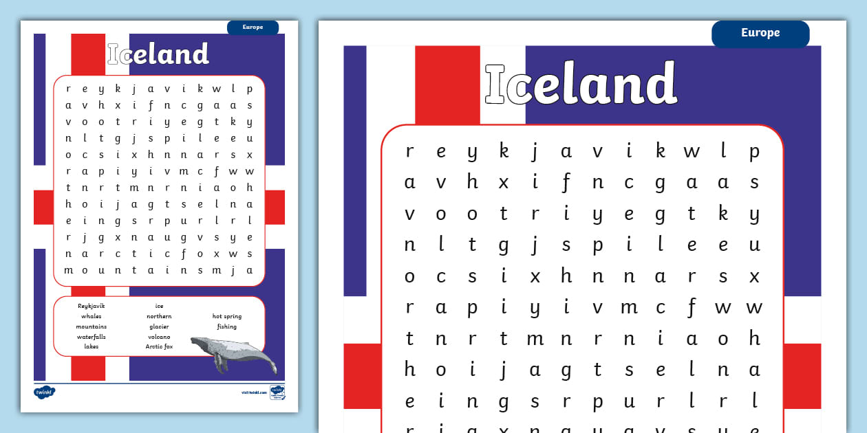 KS1 Iceland Word Search - Geography - Europe (Teacher-Made)