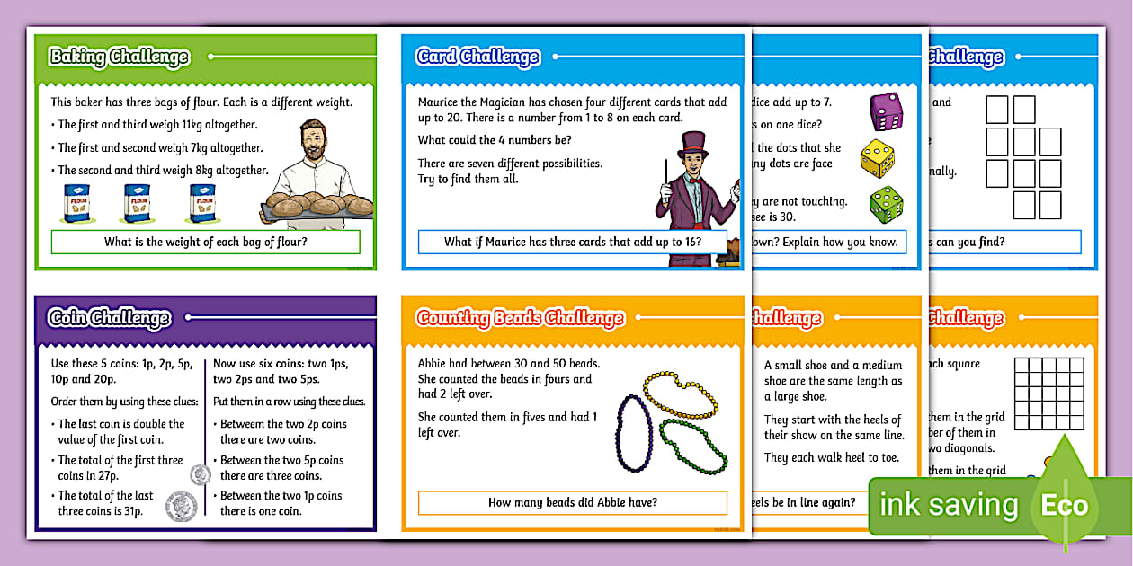 LKS2 Busy Box Mixed Maths Challenge Cards - Twinkl