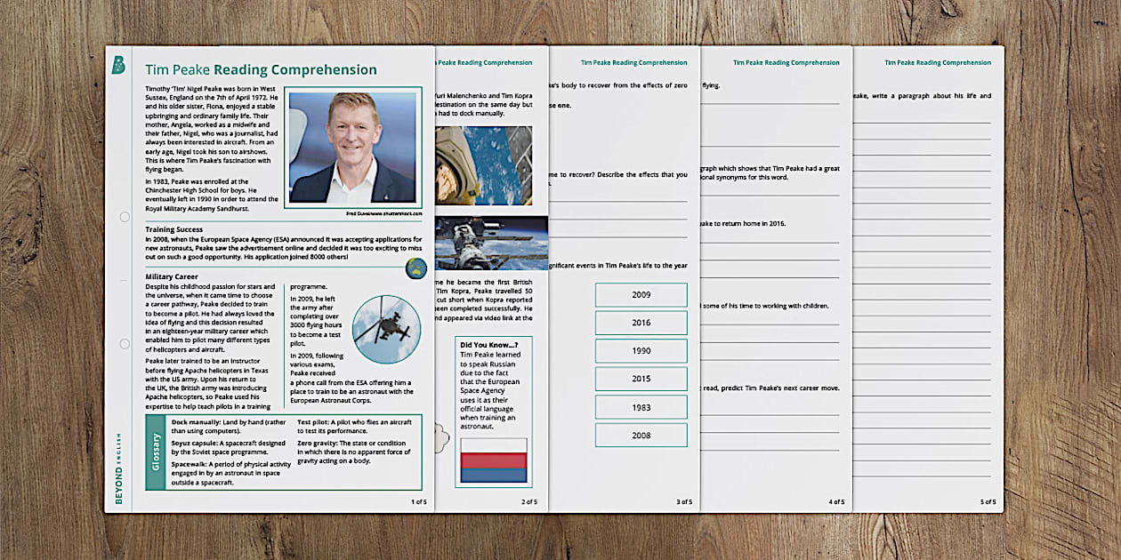 Tim Peake Reading Comprehension (Teacher-Made) - Twinkl