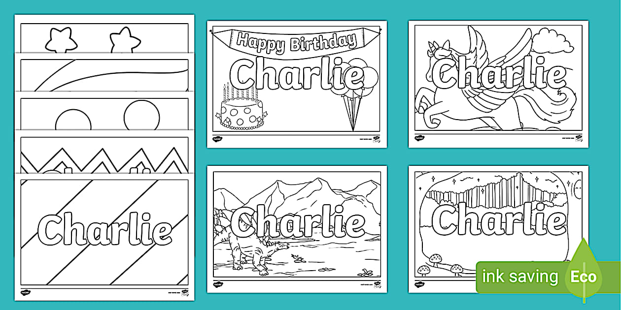 Charlie Name Simple Colouring Activity Sheet - Twinkl