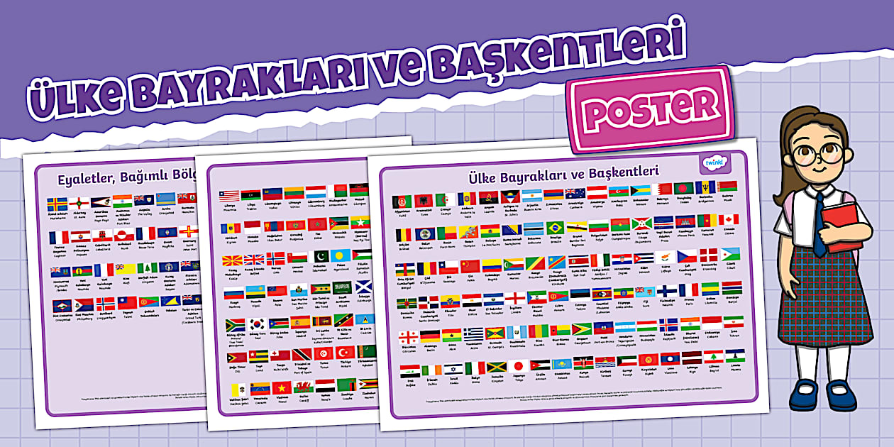 Ülke Bayrakları ve Başkentleri | Poster