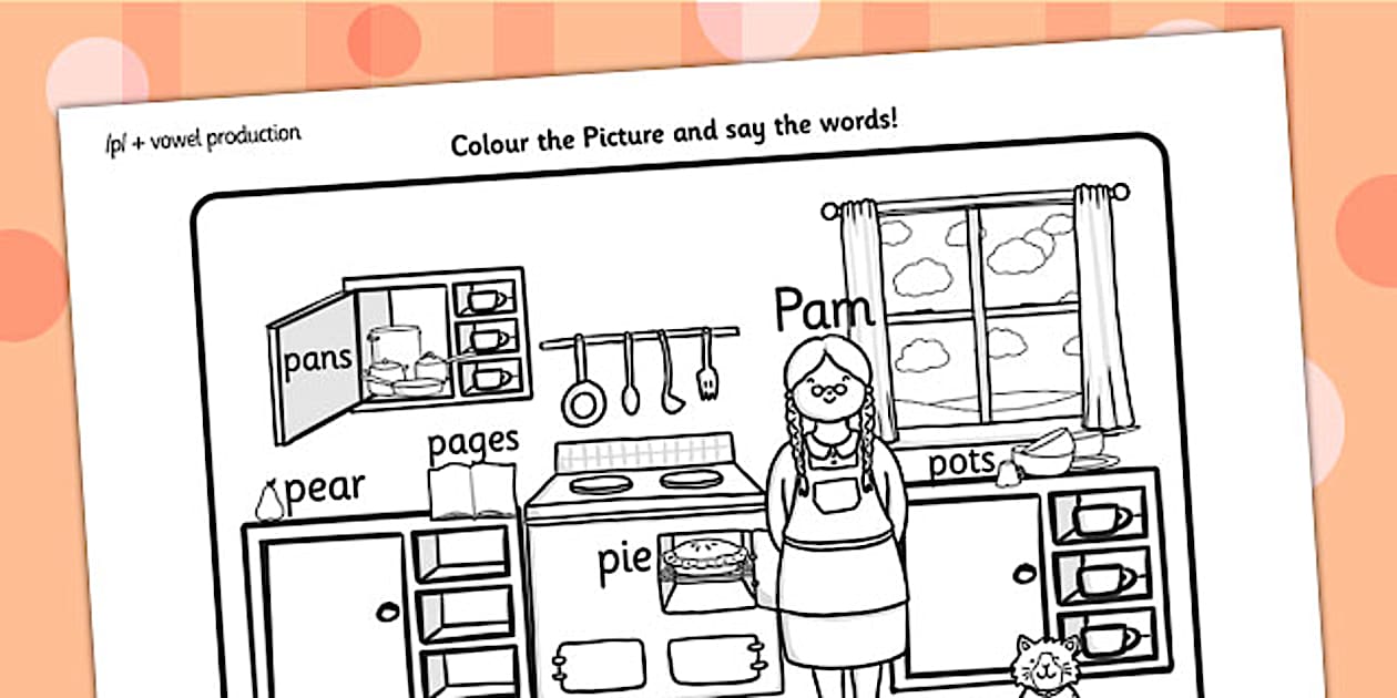 Word Initial p Production Coloring Scene (Teacher-Made)