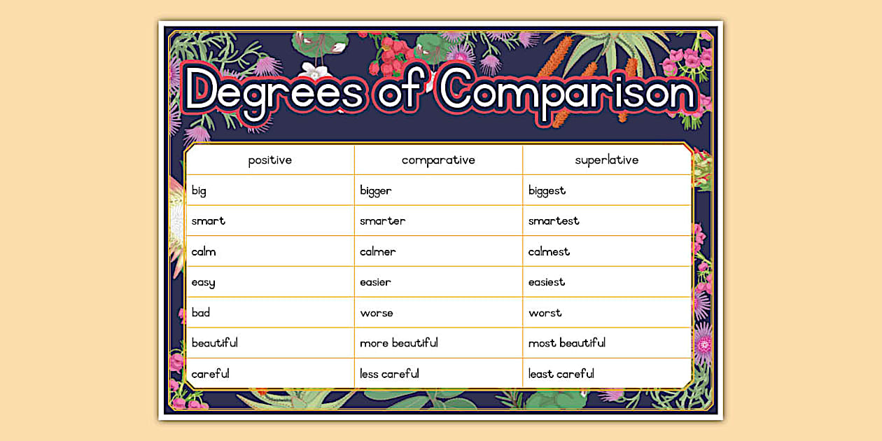 Fynbos-Themed Degrees of Comparison Display Poster - Twinkl
