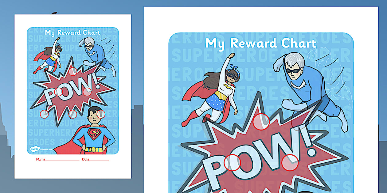 Super Heroes Themed Sticker Reward Chart 15mm - Twinkl