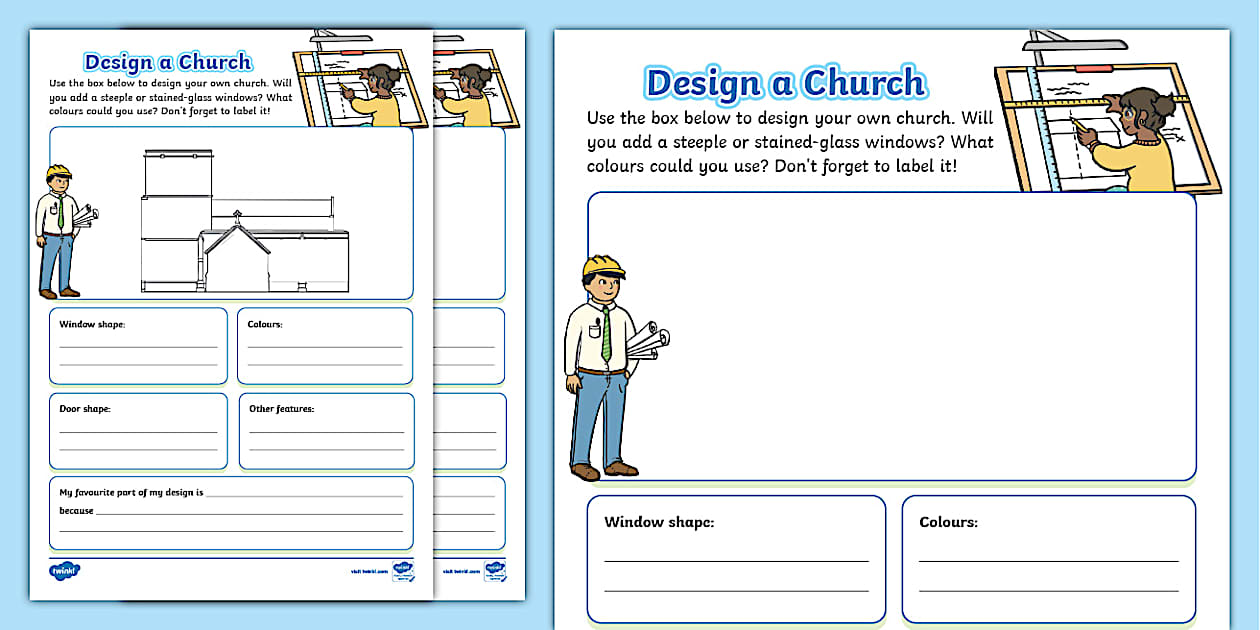 Design a Church Worksheet (teacher made) - Twinkl