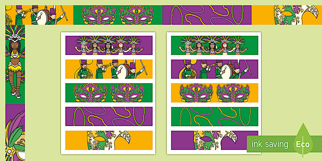 Printable Mardi Gras Bulletin Board Borders | Twinkl USA