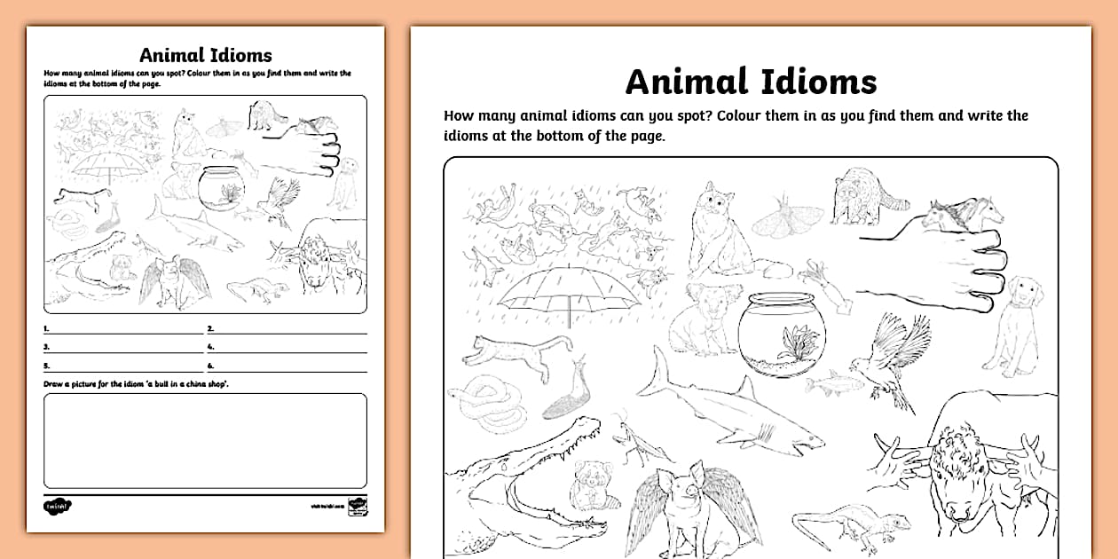 Spot the Animal Idioms Worksheet (teacher made) - Twinkl