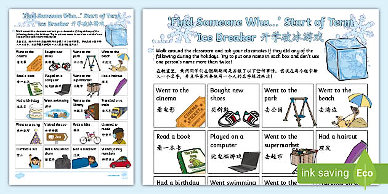 Find Someone Who...' Start of Term Icebreaker Activity