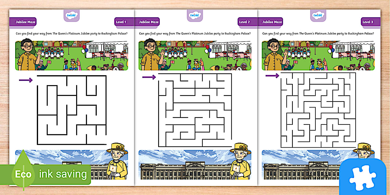 The Queen's Platinum Jubilee Maze Pack - Twinkl Puzzled