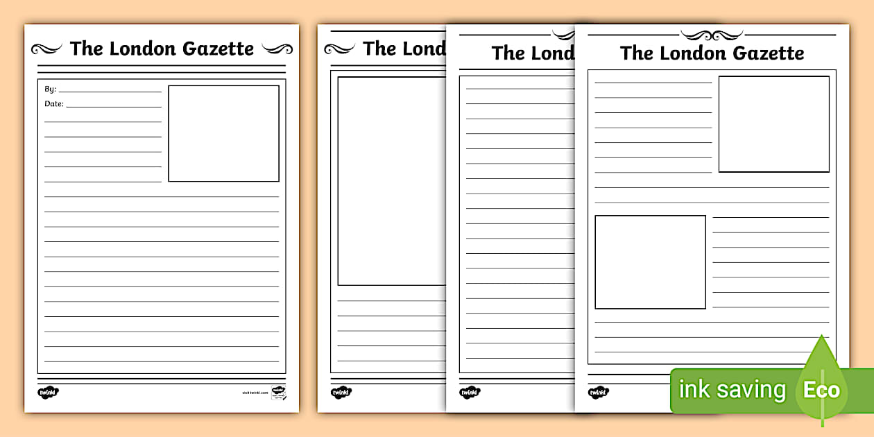 Editable The Great Fire of London Newspaper Writing Template