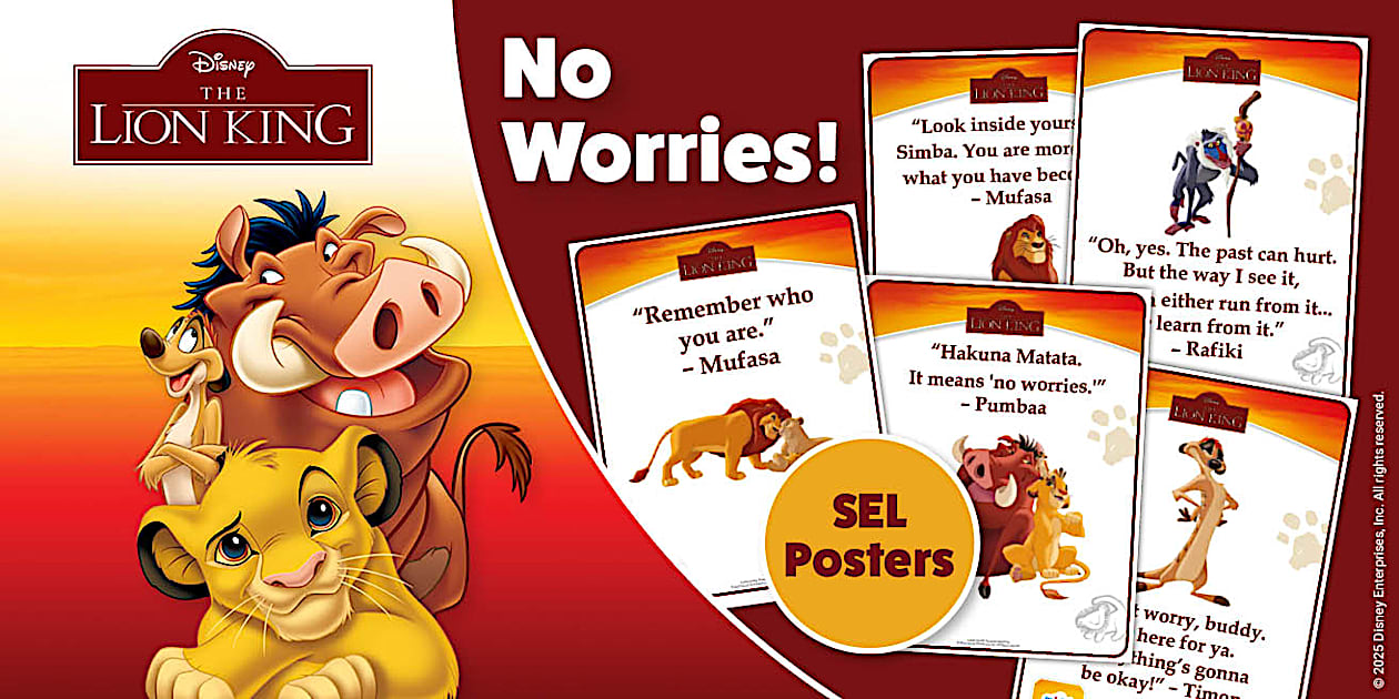 The Lion King: No Worries! Positive Mindset SEL Posters