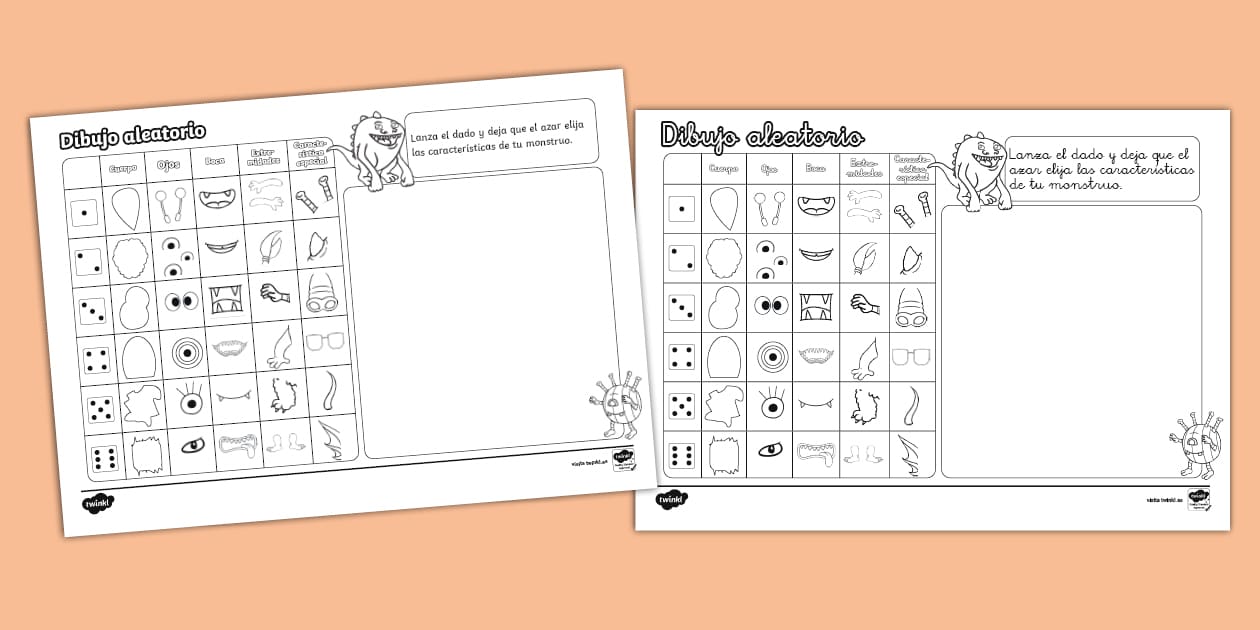 Ficha de actividad: Dibujo aleatorio - Monstruo - Twinkl
