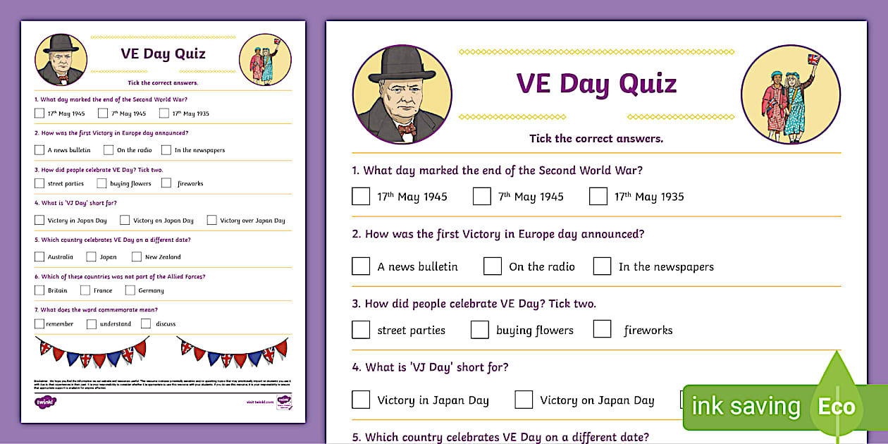 VE Day Quiz (teacher made) - Twinkl
