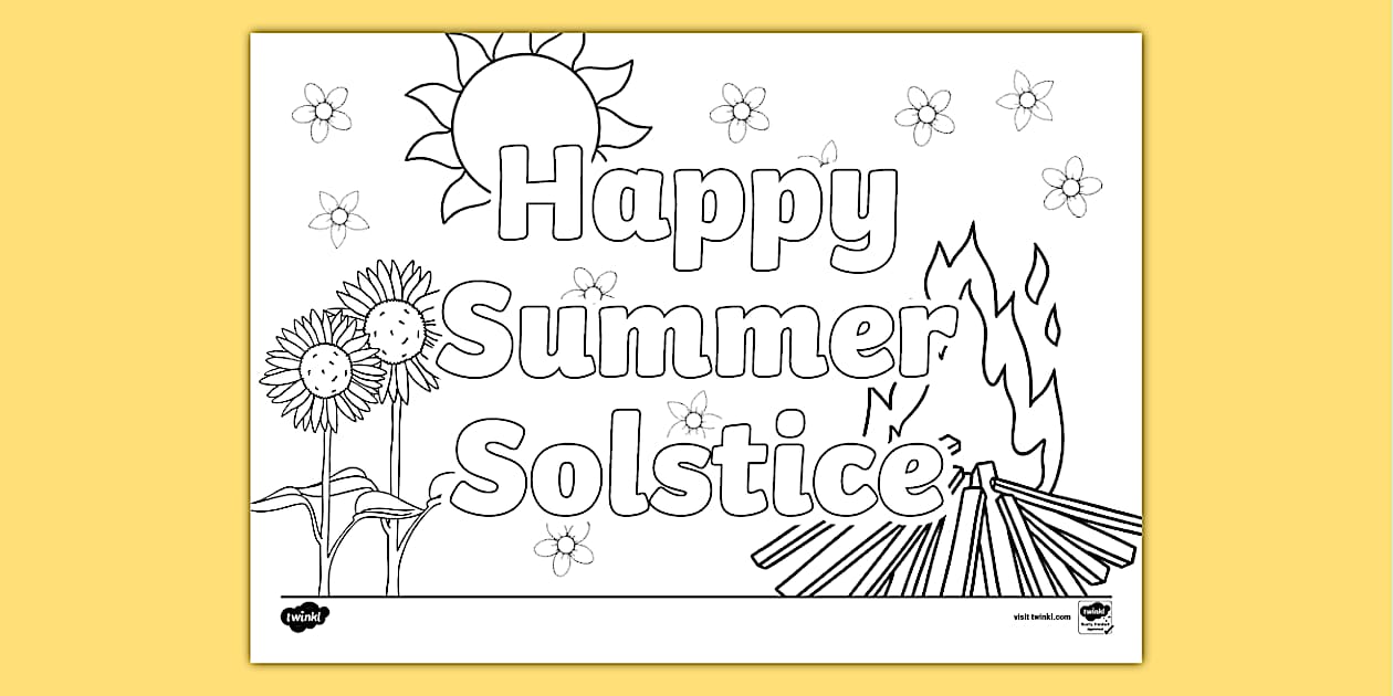 Happy Summer Solstice Colouring Page | Summer | Twinkl Kindergarten