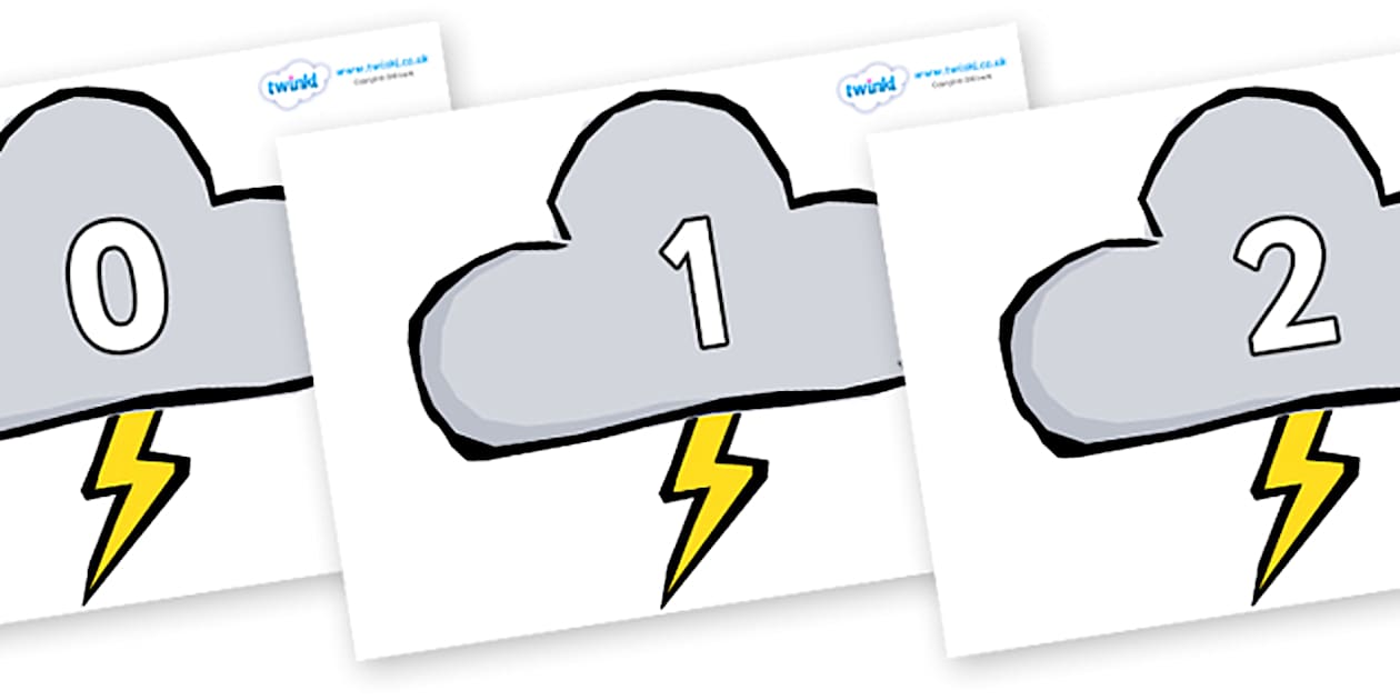 Numbers 0-100 on Weather Symbols (Stormy) - Twinkl