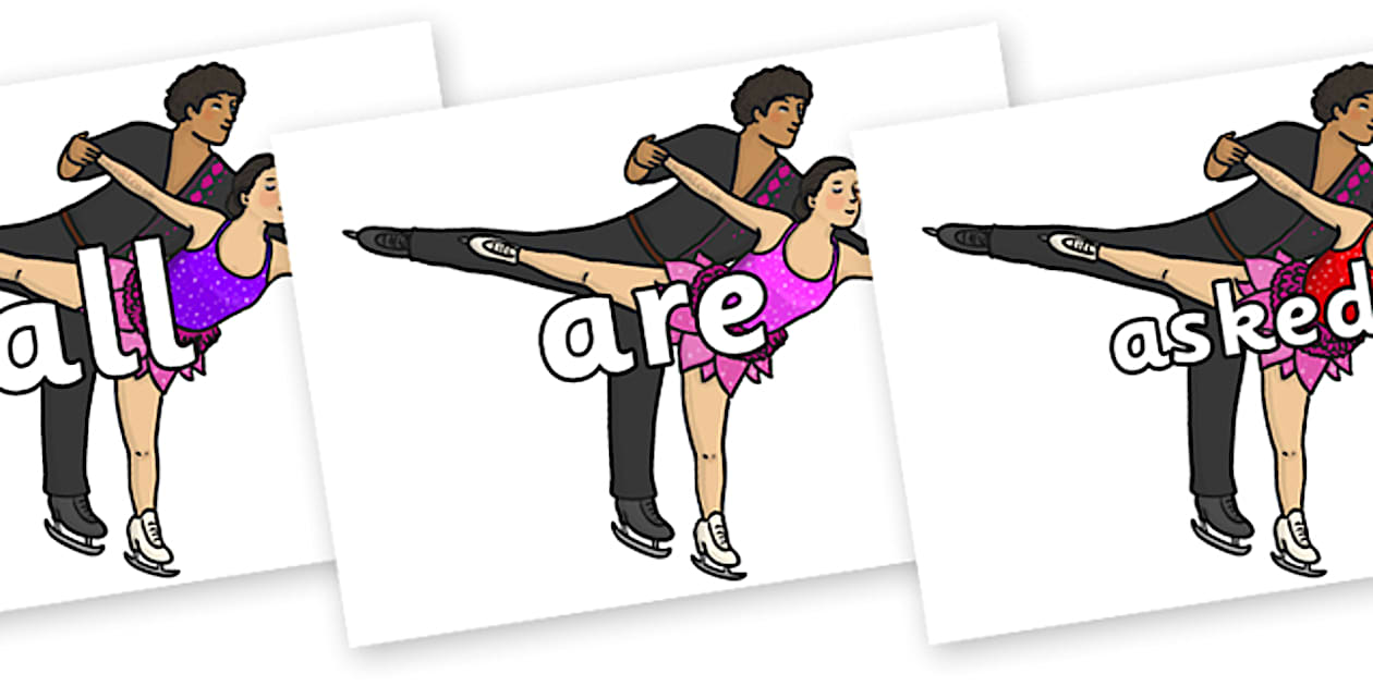 Cursive Tricky Words on Figure Skating (teacher made)