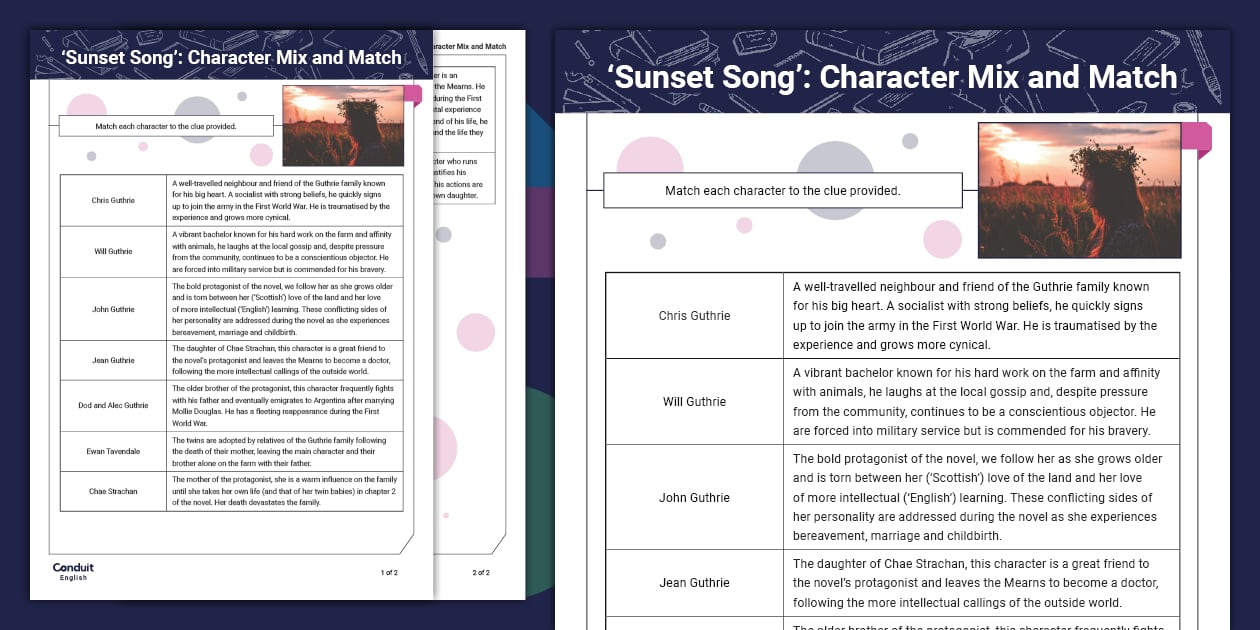 'Sunset Song': Character Mix and Match (Teacher-Made)