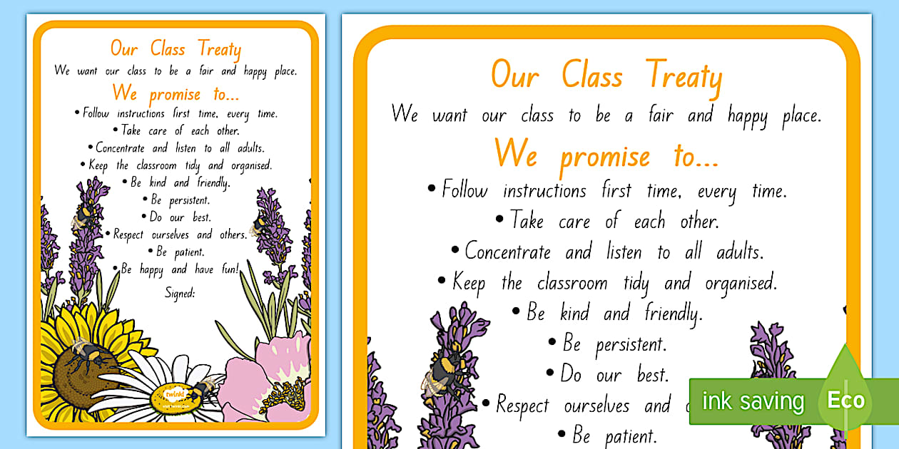Editable Class Agreement Bee-Themed Display Poster - Twinkl