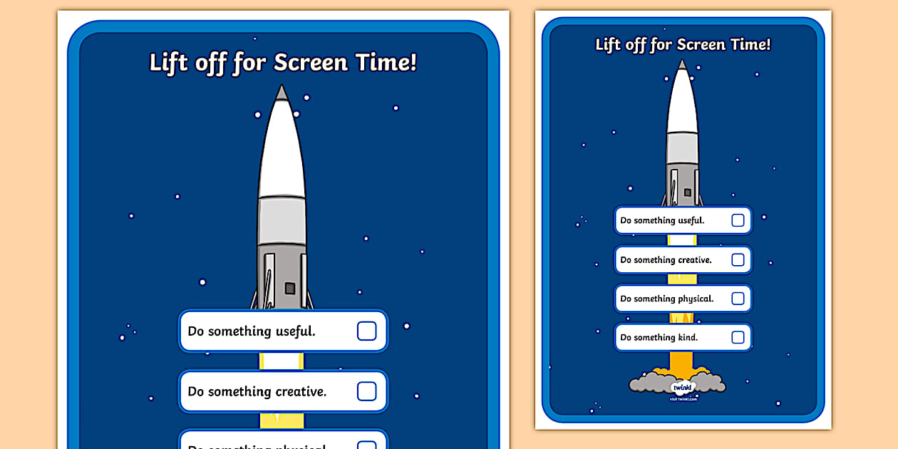 Editable Lift Off for Screen Time Checklist (teacher made)
