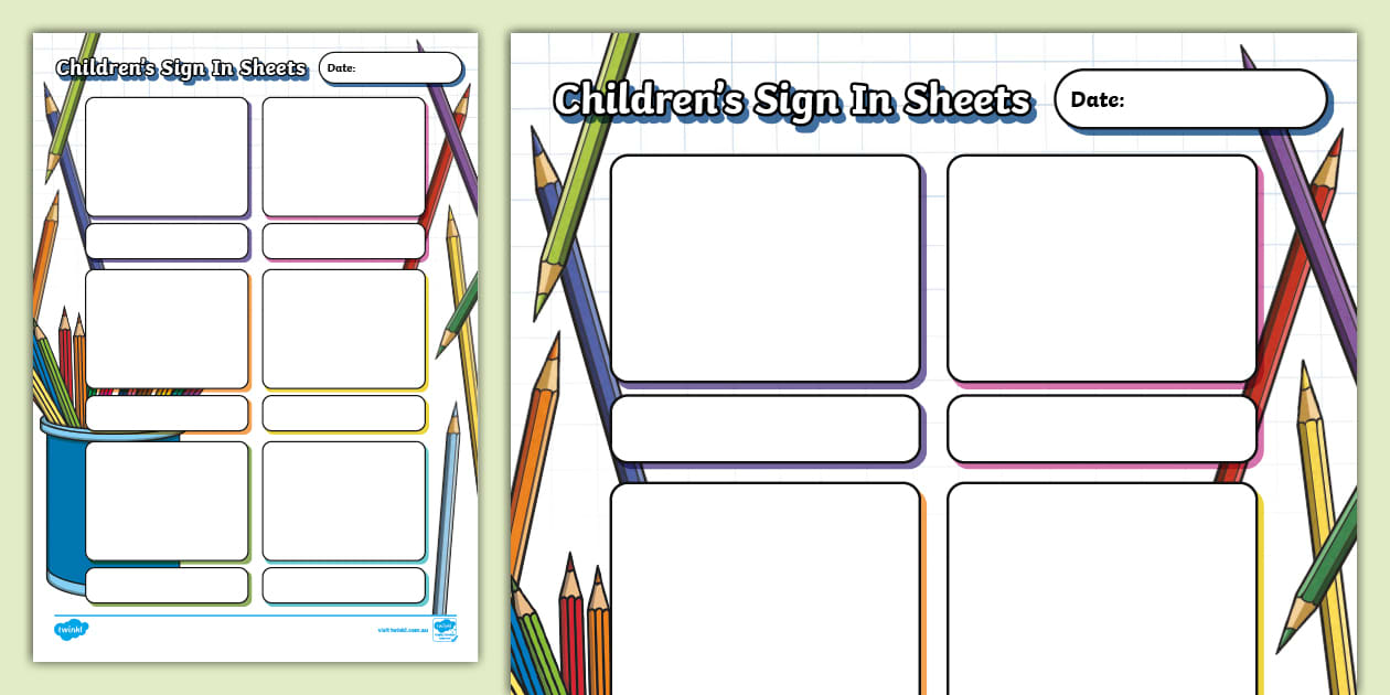 Children's Sign In Sheets (Teacher-Made) - Twinkl