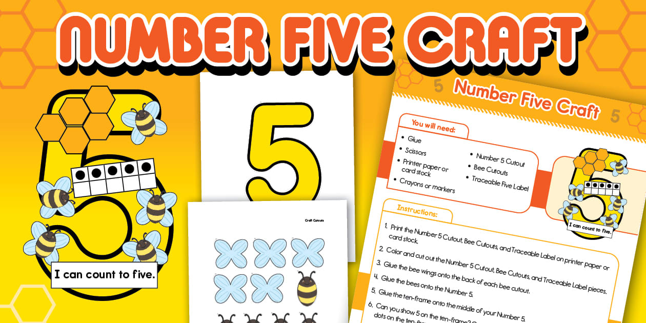 Number Five Craft (teacher made) - Twinkl