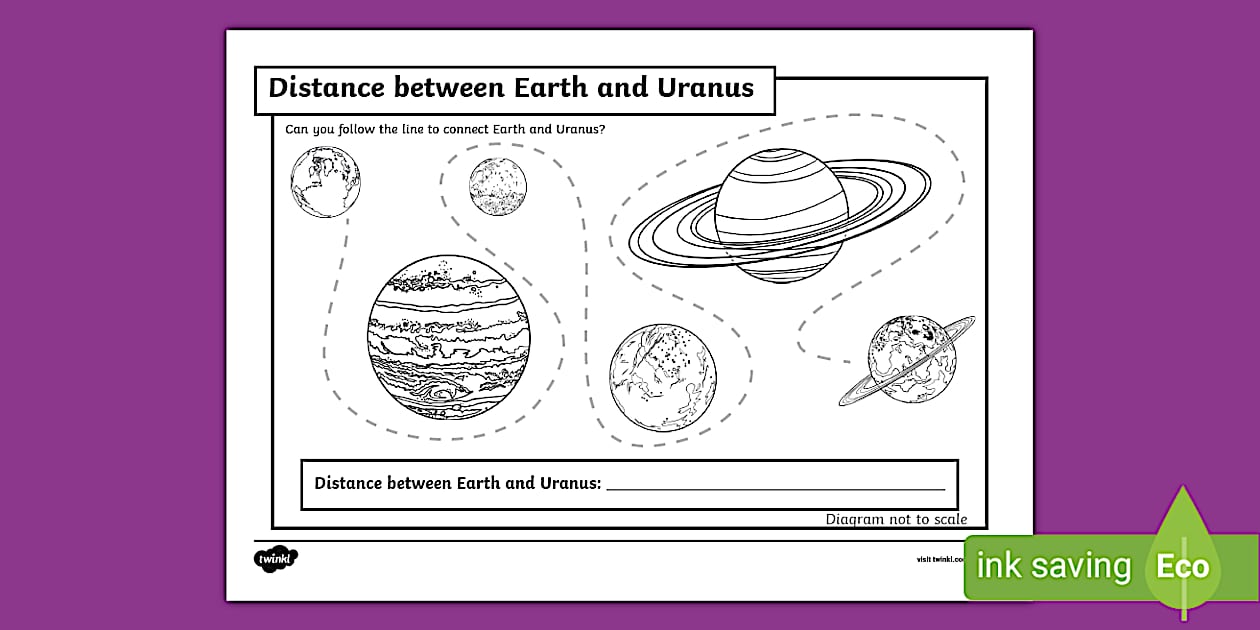 Distance From Earth to Uranus Tracing Activity - Twinkl
