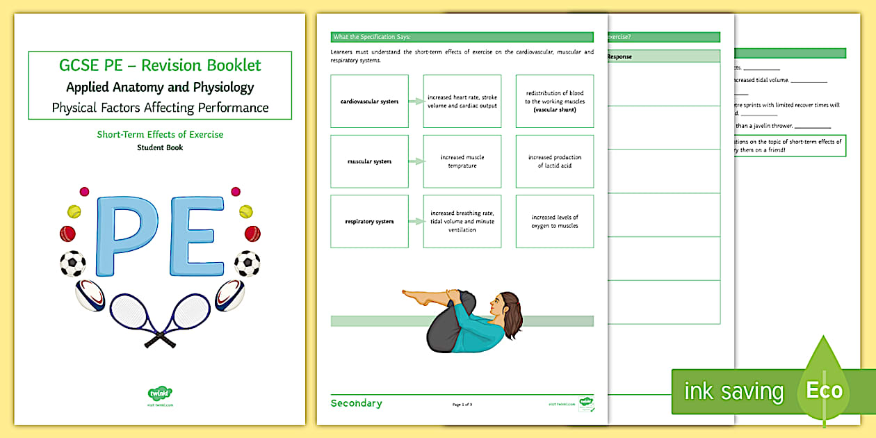 GCSE PE: Short-Term Effects of Exercise Revision Booklet
