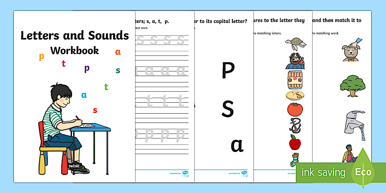 Letters and Sounds (s, a, t, p) Activity Booklet - Twinkl