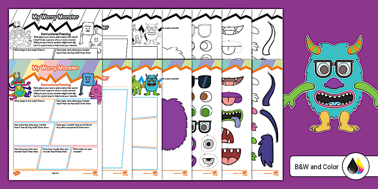 My Worry Monster Worksheet (teacher made) - Twinkl