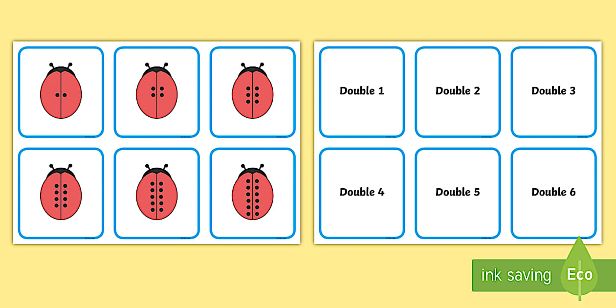 Editable Ladybird Themed Doubles Matching Cards - Twinkl