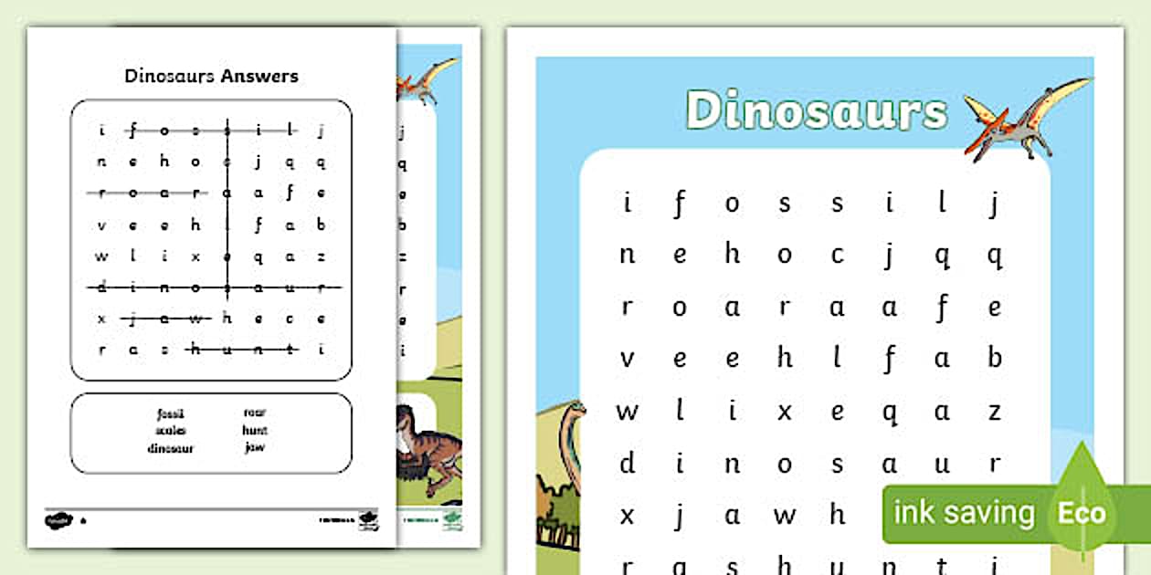 Dinosaur Wordsearch - Primary Resources (teacher made)